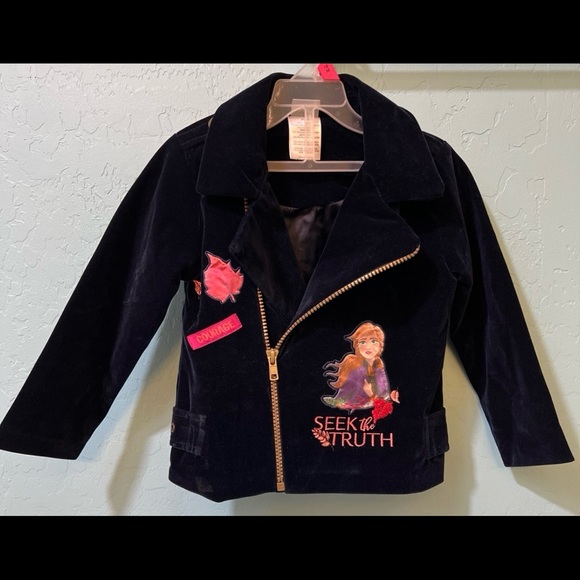 Disney | Jackets & Coats | Disney Frozen Ii Girls 3t Navy Faux Suede ...